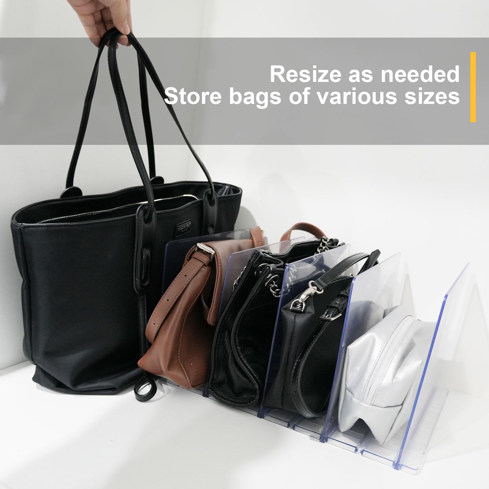 storasier Purse Organizer for Closet 2 PACK,Clear Closet Bag Storage Dividers Rack,Shelf Dividers for Closet Organization,Handbag Organizer