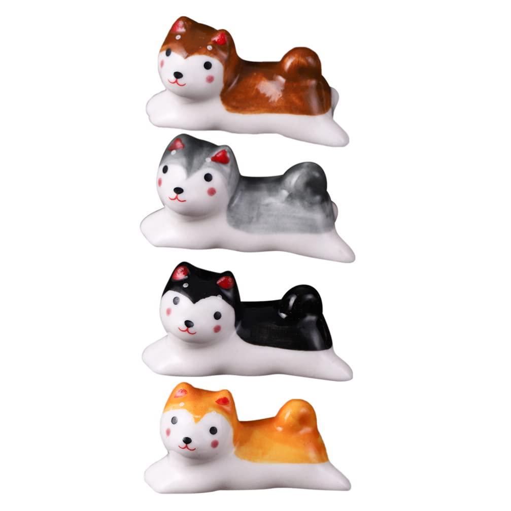 Hemoton 4pcs Shiba Inu Chopstick Rest Rest Chopsticks Spoon and Chopstick Rest Ceramic Dog Korean Chopstick Rest Vintage Spoon Rest Spoon Holder Silverware Ceramics Old Fashioned