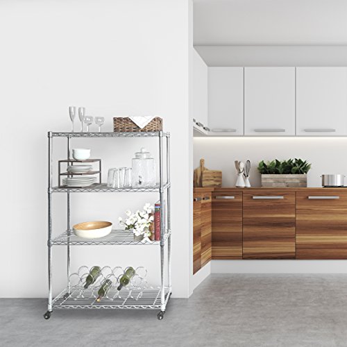 Seville Classics 4-Tier UltraZinc NSF Steel Wire Shelving, 14" D x 36" W x 54" H
