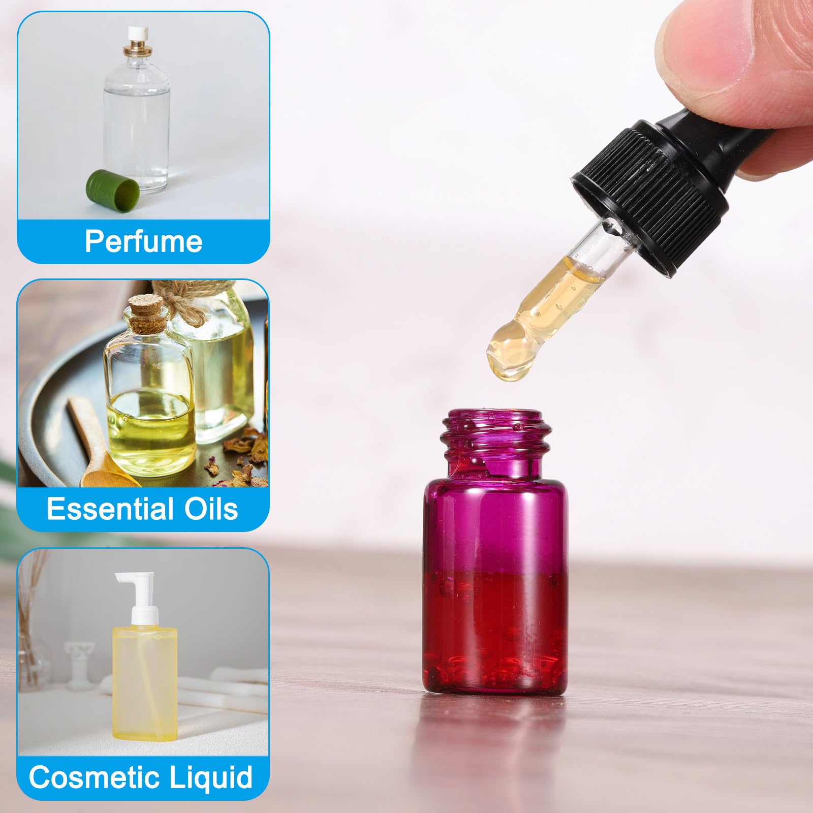 PATIKIL 15ml Glass Dropper Bottle, 10Pcs Leakproof Essential Oils Sample Liquid Perfume Container with Eye Dropper for Storage Travel, Black