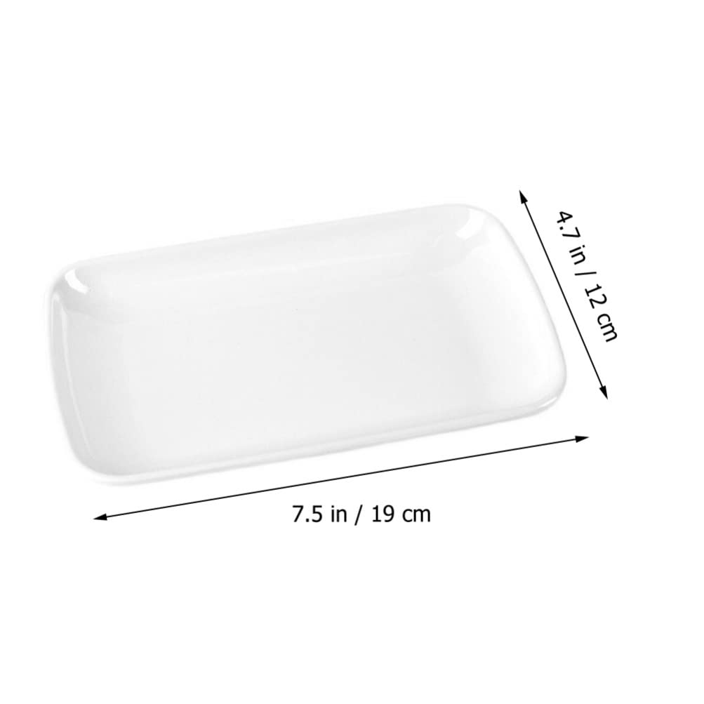 Hemoton 4pcs White Rectangular Melamine Plates, Dinner Plates Salad Serving Dishes Unbreakable Elegant Dinnerware Microwave Dishwasher Oven Safe