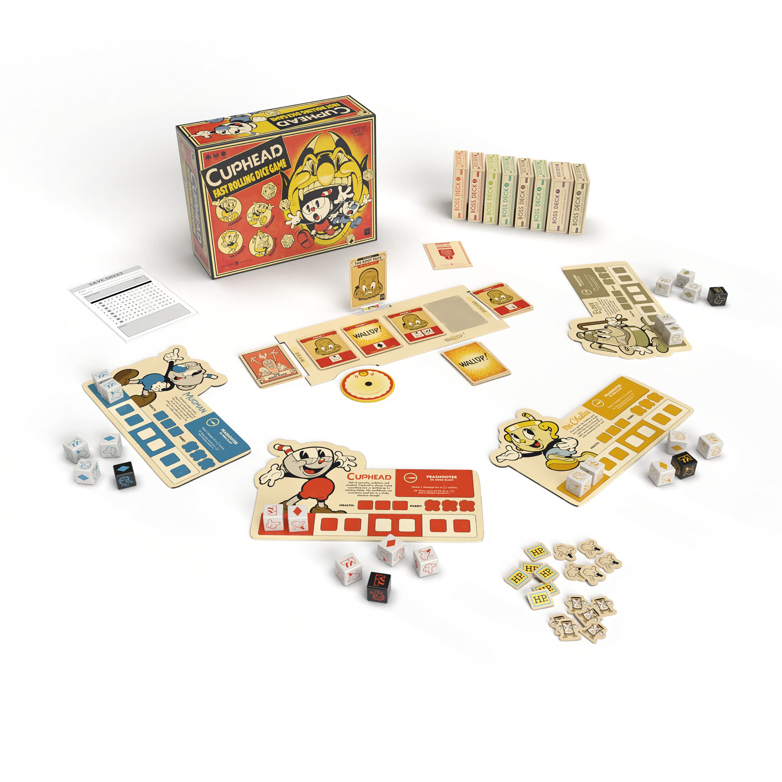 Dice Game | Replay and Unlock Content Each Time You Play as Cuphead, Mugman, Ms. Chalice, and Elder Kettle | Based on the Cuphead Video Game | Officially-Licensed Cuphead Merchandise