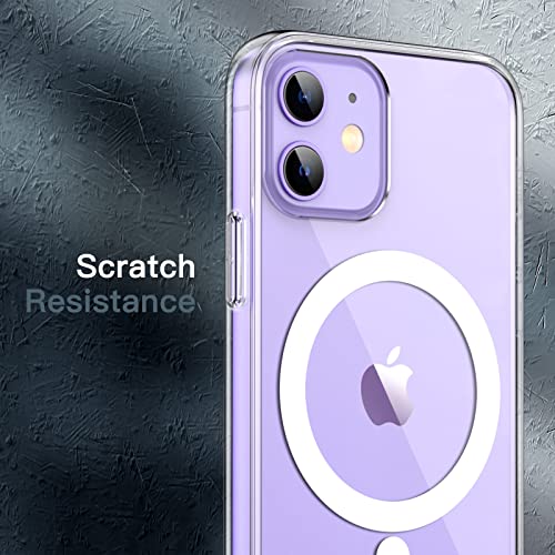 JETech Magnetic Case for iPhone 12/12 Pro 6.1-Inch Compatible with MagSafe Wireless Charging, Shockproof Phone Bumper Cover, Anti-Scratch Clear Back (Clear)