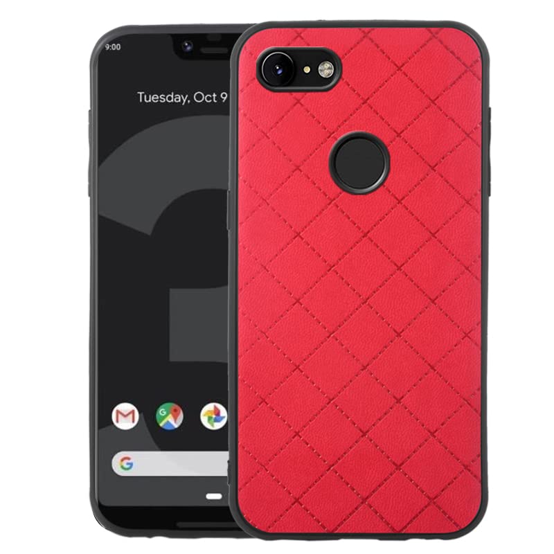 ELISORLI Compatible with Google Pixel 3 Case Rugged Thin Slim Cell Accessories Anti-Slip Fit Rubber TPU Mobile Phone Protection Silicone Soft Full Body Cover for Pixel3 III Pixle 3case Women Men Red