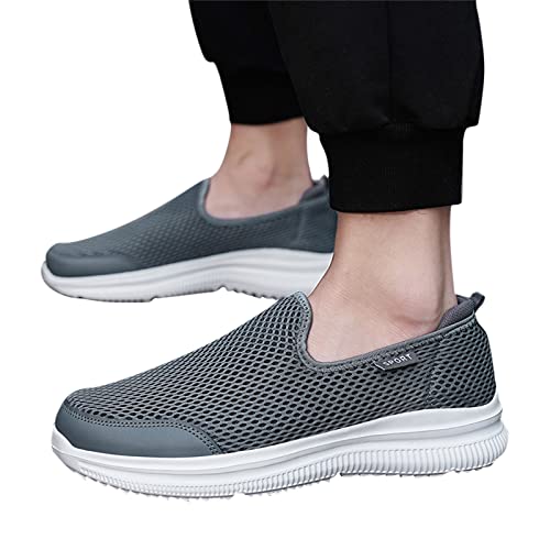 FASDNENDYS Fashion Summer Men Breathable Mesh Shallow Mouth Slip On Lightweight Casual Shoes Sneaker Rack for Men 50 Grey