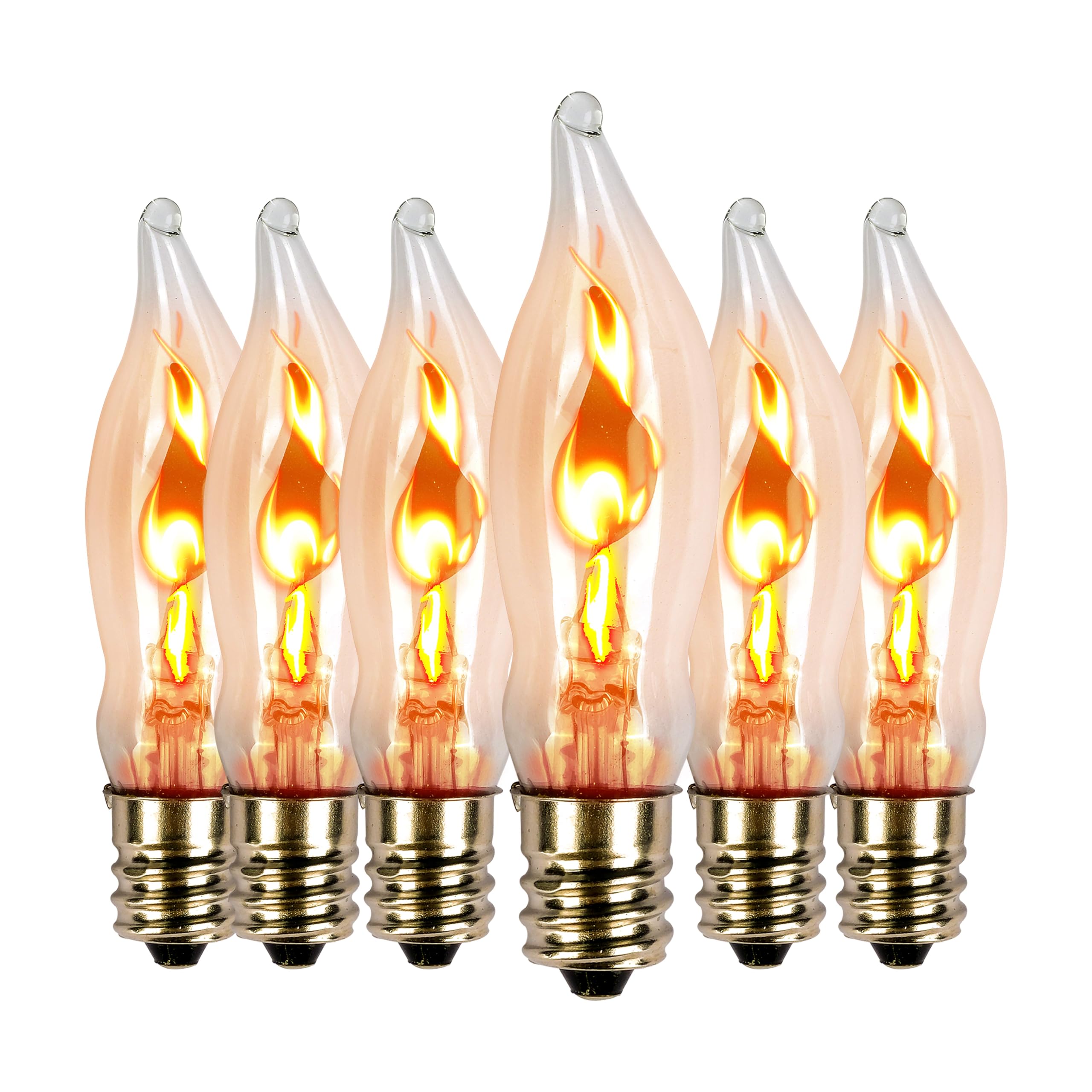 OHLGT Flicker Flame Light Bulb for Hallowwen Christmas Decorative 3 Watt, 120V, E12 Flame Candelabra Light Bulbs(6 Packs)