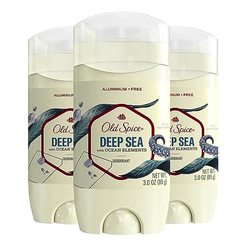 Old Spice Men's Deodorant Aluminum-Free Deep Sea with Ocean Elements, 3oz (Pack of 3)