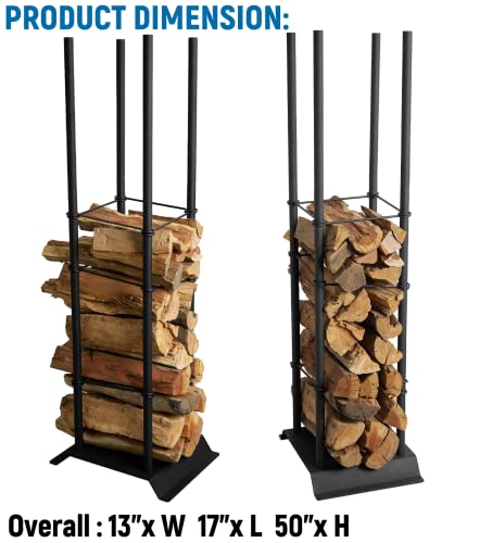 LEOPO Industrial Fireplace Log Holder Tower, Frame Indoor Outdoor Log Holder, Heavy Duty Wood Rack for Firewood