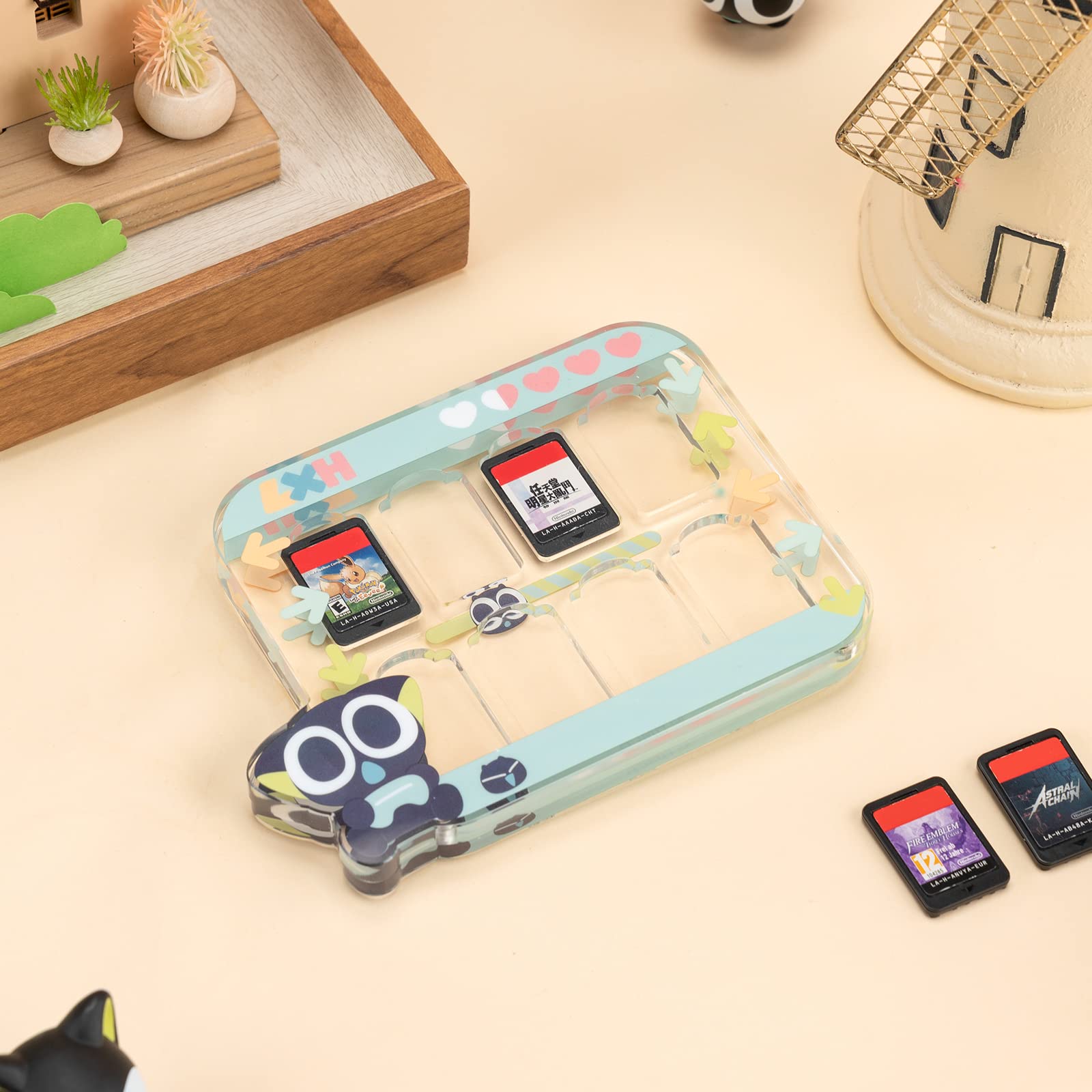 GeekShare Acrylic Switch Game Card Case-Switch Game Holder Case with 8 Game Card Slots Cartridge-Game Card Carrying Storage Box Compatible with Nintendo Switch -- The HEI Series