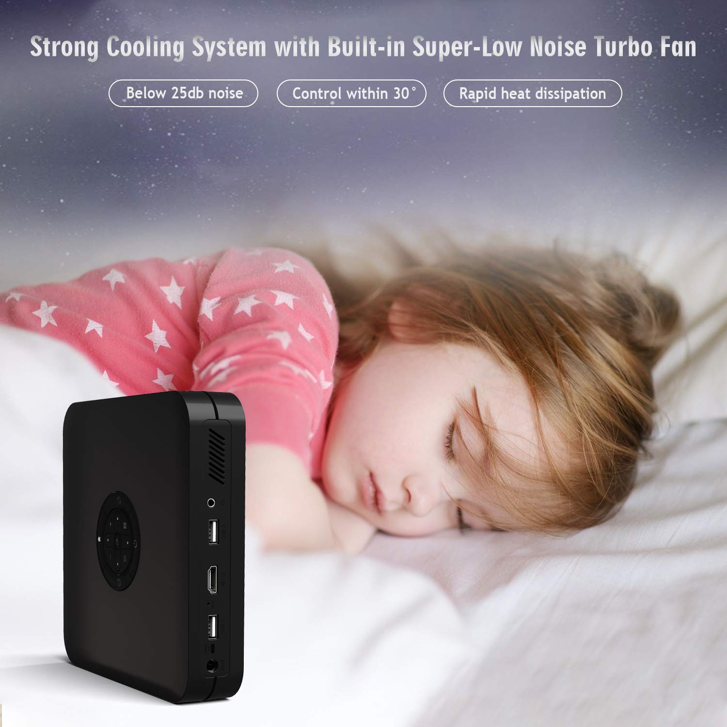 DLP Projector TOUMEI K1, Portable Movie Projector High Bright 350-ANSI, Android Smart Video Projector Support 1080P 300" MAX WiFi BT 4.2 HDMI iOS Android Mirroring Electric Focus Large Speakers