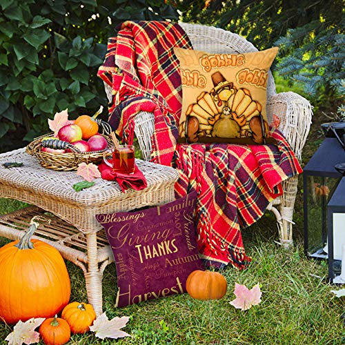 Evoio Fall Pillow Covers 18 x 18 Inch Set of 4 Couch Throw Pillow Cases, Fall Decor for Home, Thanksgiving Decorations Sofa Cushion Pillow Covers