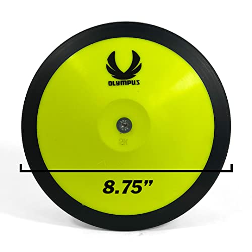 Olympus Preliminary Discus 2kg -1.6kg - 1kg Low-Spin Discus, 65-70% Rim Weight - World Athletics Approved Track & Field Throwing Discus for High School & College Athletes (1.6, kilograms)