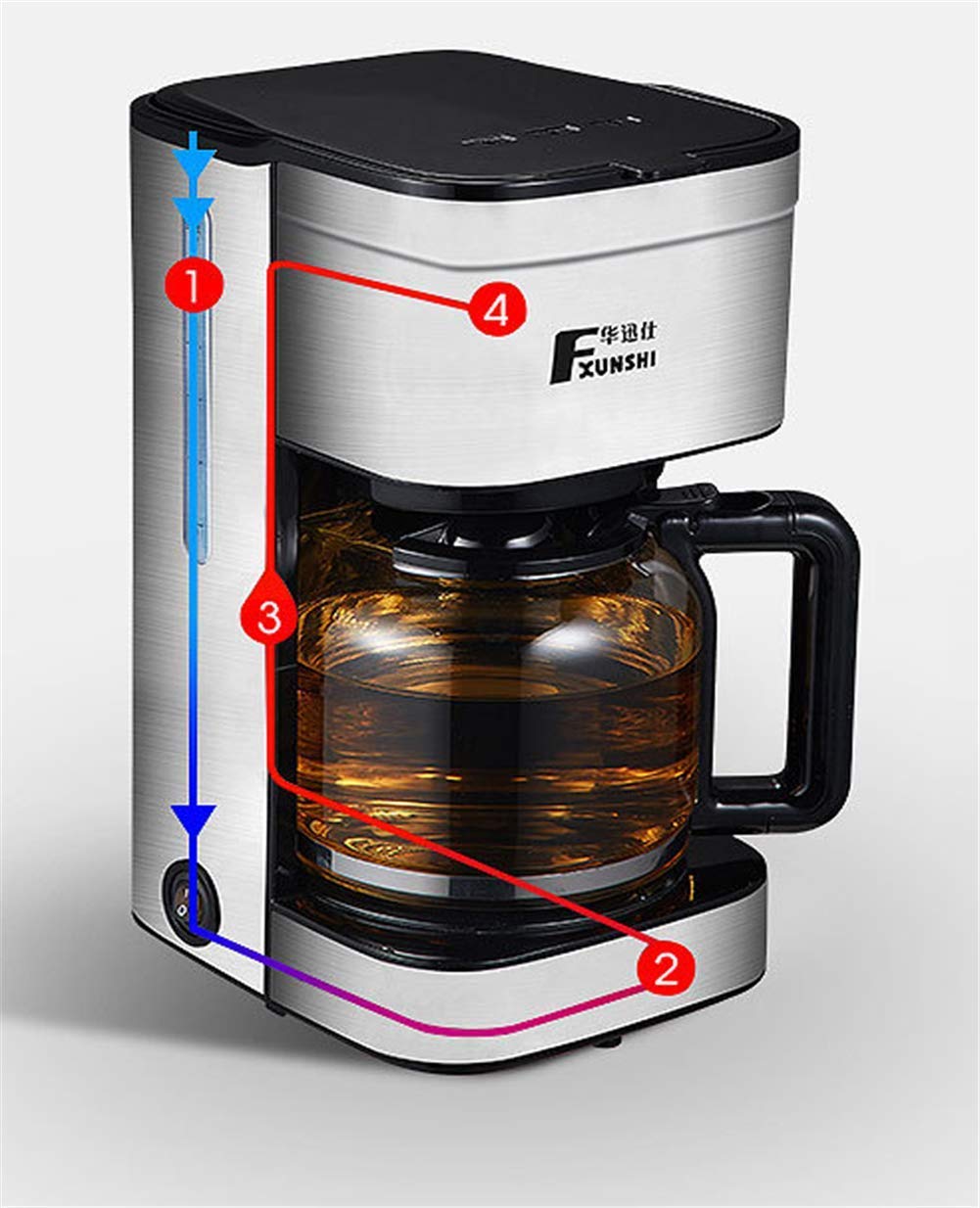 NOALED Coffee Maker Stove Top, Coffee Machine Espresso Coffee American Home Coffee Pot Automatic Tea Machine 1.5L Capacity