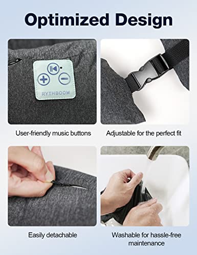Rythboom 2 in 1 Pillow Speaker, Wireless Bluetooth Speaker with Stereo Sound, Adjustable Neck Pillow for Flight Travel Road Trips, Portable Washable Pillow for Home Office On The Go