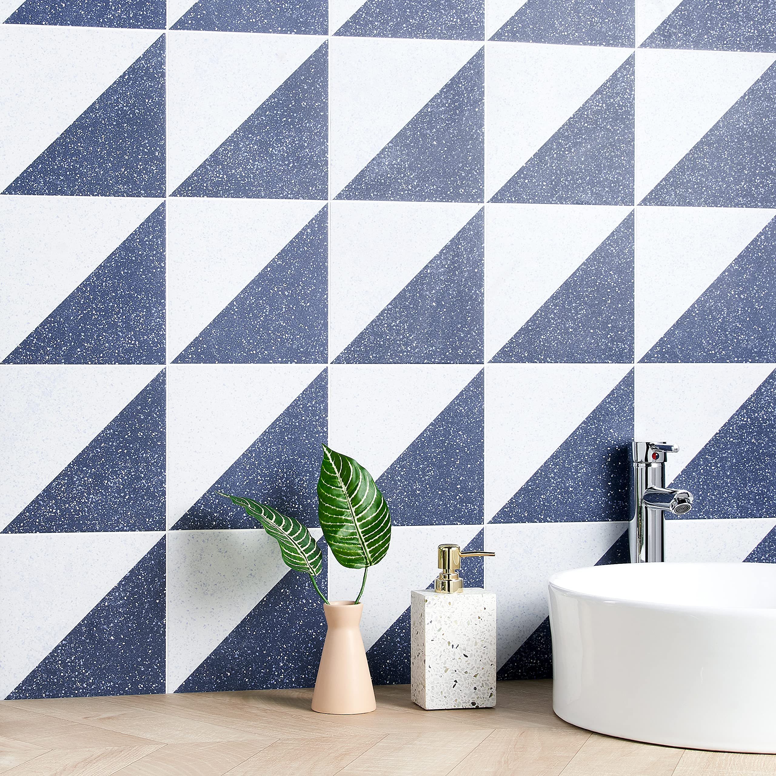 Elizabeth Sutton Cameo Terrazzo Dos Navy 7.87 in. x 7.87 in. Matte Porcelain Floor and Wall Tile (10.76 Sq. Ft. / Case)