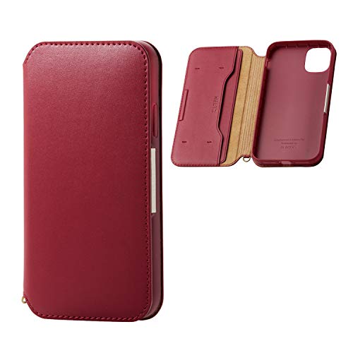 ELECOM-Japan Brand- Smartphone PU Leather Case Magnetic Type/Compatible with iPhone 11/ Red/PM-A19CPLFY2RD