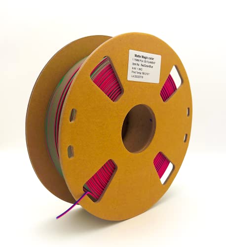 Matte RGB Tri-Color PLA 3D Printer Filament, Triple Color Coextrusion Matte Magic PLA Filament 1.75mm, Matte RGB PLA, Matte Red-Green-Blue Tri-Color Filament, 1kg/2.2lbs