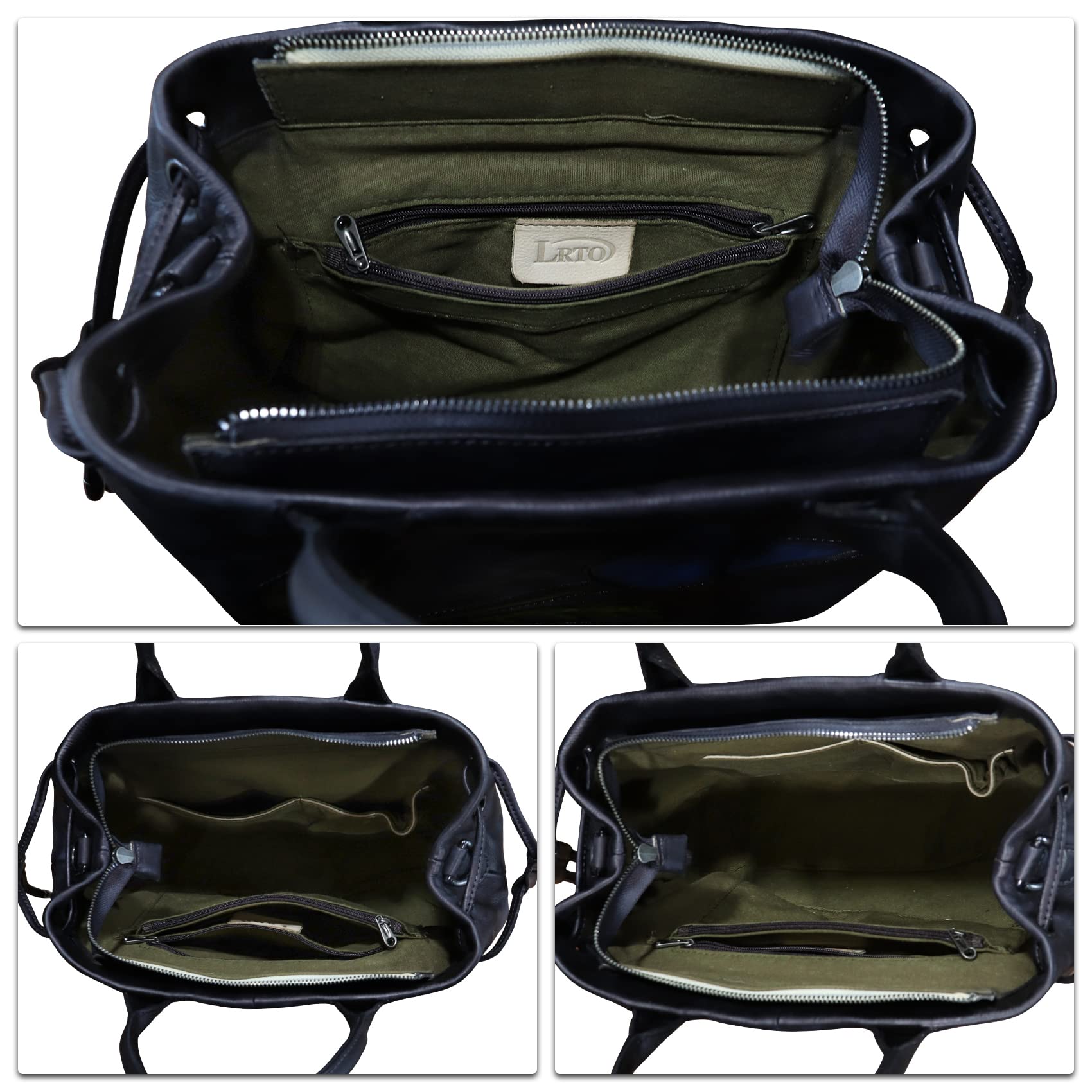 Genuine Leather Handbag Purse for Women Handmade Top Handle Bag Retro Crossbody Satchel Casual Shoulder Bag (Black)