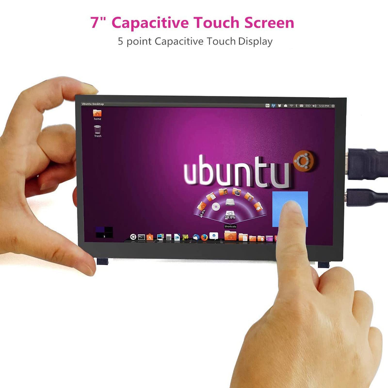 ELECROW 7 Inch Monitor 1024x600 Portable Touchscreen Monitor for Laptop Compatible with Raspberry Pi Banana Pi Jetson Nano Computer