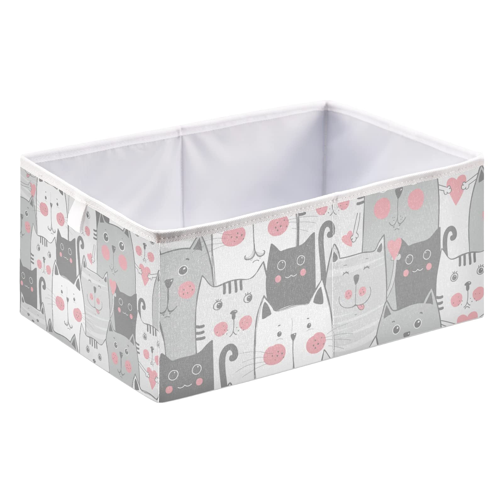 DOMIKING Lucky Cat Storage Baskets for Shelves Foldable Collapsible Storage Box Bins with Cubes Toys Closet Organizers for Pantry Bathroom Baby Cloth Nursery,11 x 11inch