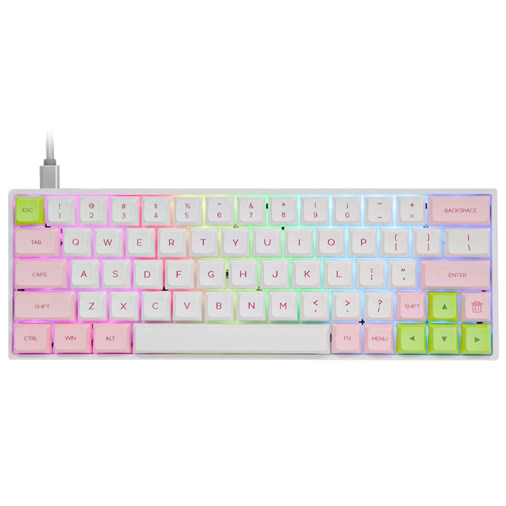 EPOMAKER SKYLOONG SK64 64 Keys Hot Swappable Mechanical Keyboard with RGB Backlit, PBT Keycaps, Arrow Keys for Win/Mac/Gaming (Gateron Optical Black, Pink White)