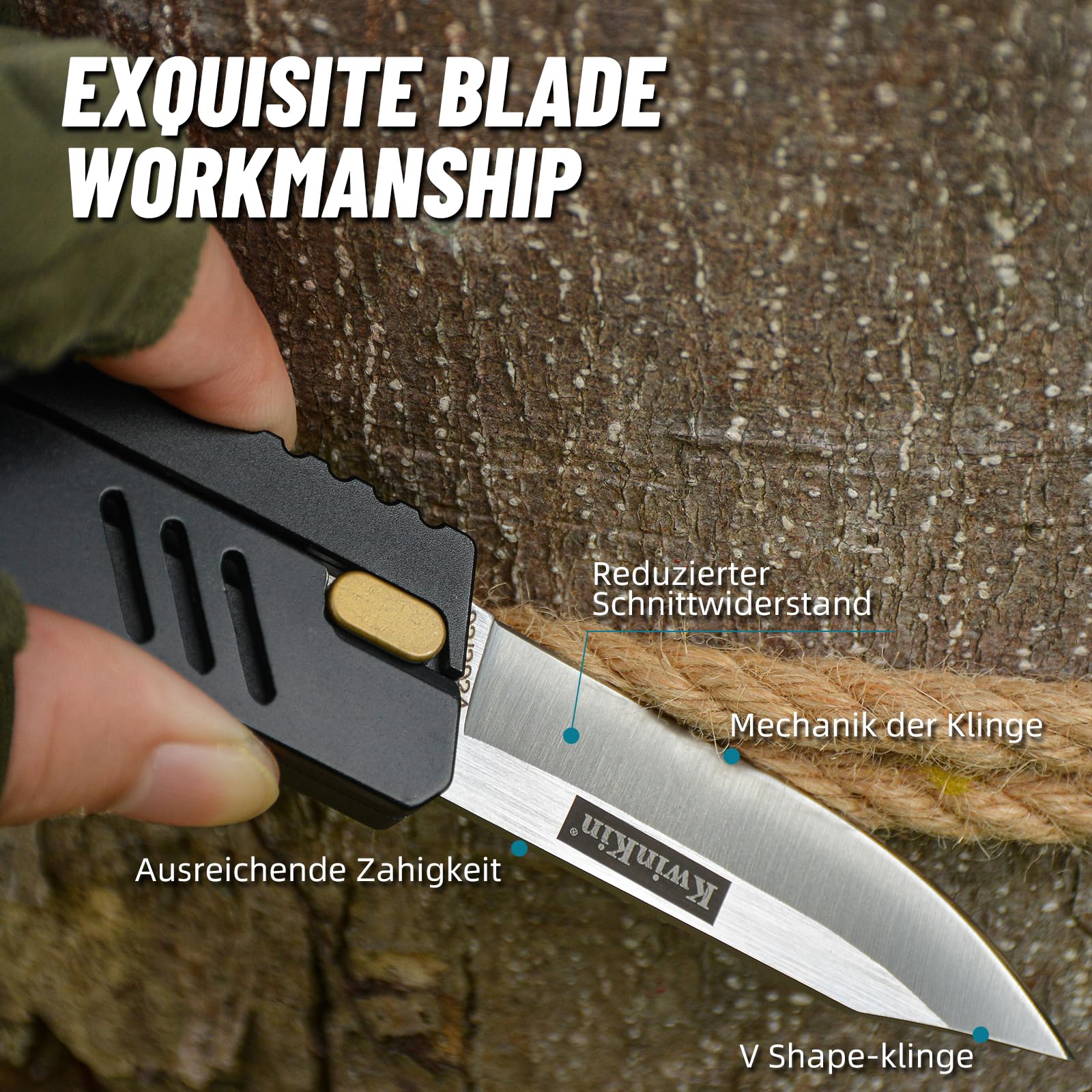 KWINKIN Stainless Steel Blade Folding Pocket Knife D2 Steel High Hardness Outdoor Tactical Knife Set Knives