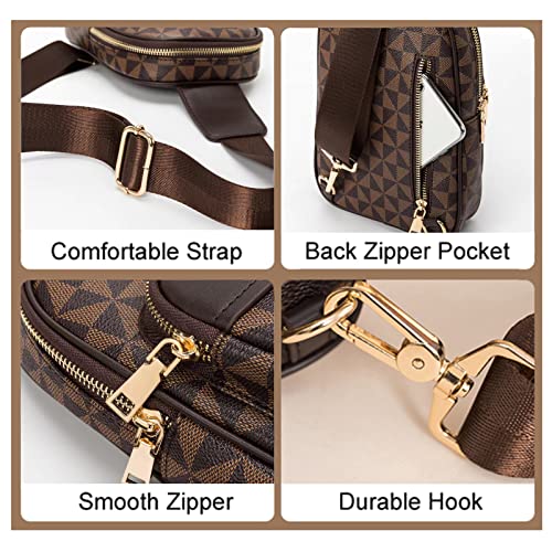 KEMZA Sling Crossbody Backpack Shoulder Bag for Hiking Walking Biking Travel Cycling Men Women (Brown)