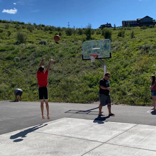 Dominator Premium Inground Adjustable Basketball Hoop - 72" Backboard w/ 4' Overhang - NBA/NCAA Regulation Adjustable Basketball Goal - Adjusts from 7' - 10', Made of Heavy Duty Rust Proof Aluminum
