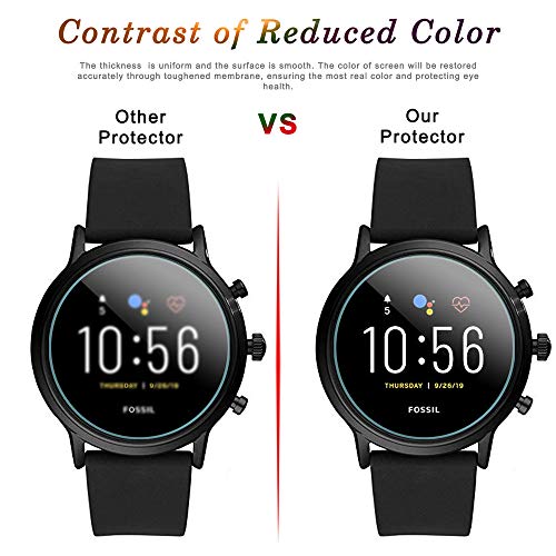 Suoman 3-Pack for Fossil Gen 5 Carlyle HR and Fossil Gen 6 Men Women Screen Protector Tempered Glass Smartwatch [2.5D 9H Hardness] [Anti-Scratch]