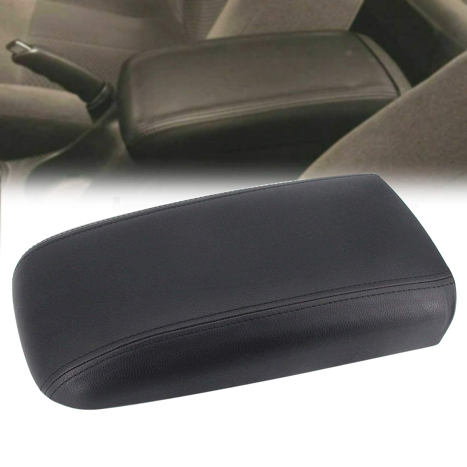 FEXON Center Console Lid Armrest Cover Kit Compatible with Buick Rainier 2006-2007 GMC Envoy Chevy Trailblazer 2006-2009 Replaces 25998844 Black