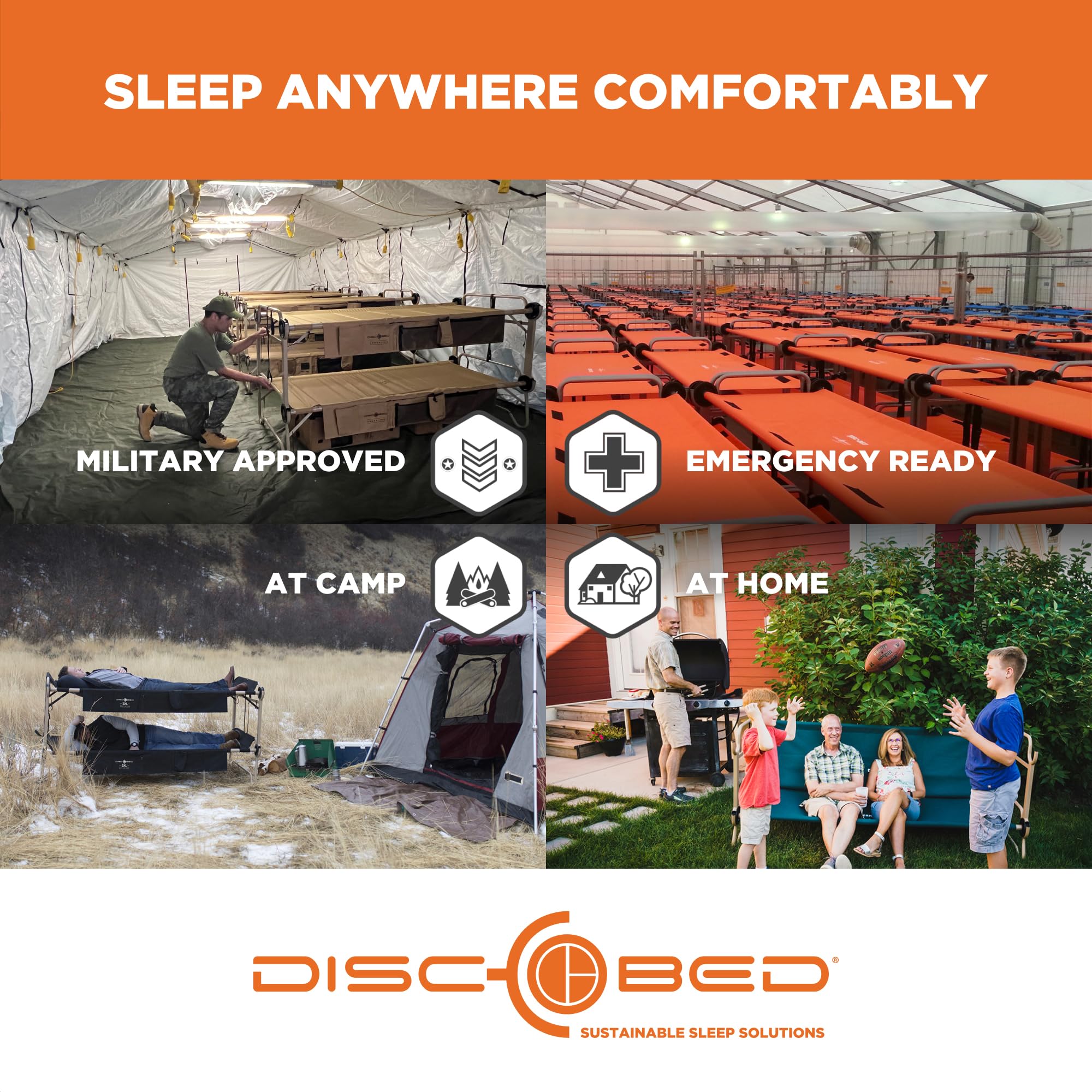 Disc-O-Bed Large, with 2 Side Organizers, Black