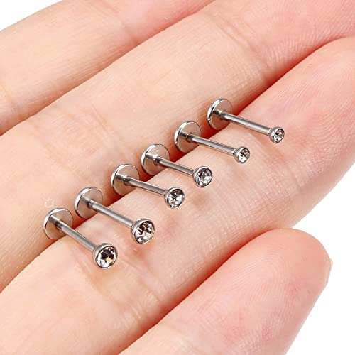 Ftovosyo 18G Threadless Push in Nose Rings Studs Surgical Steel Pushin Nose Stud 2mm 2.5mm 3mm Round Crystal Nose Piercing Jewelry for Women Men