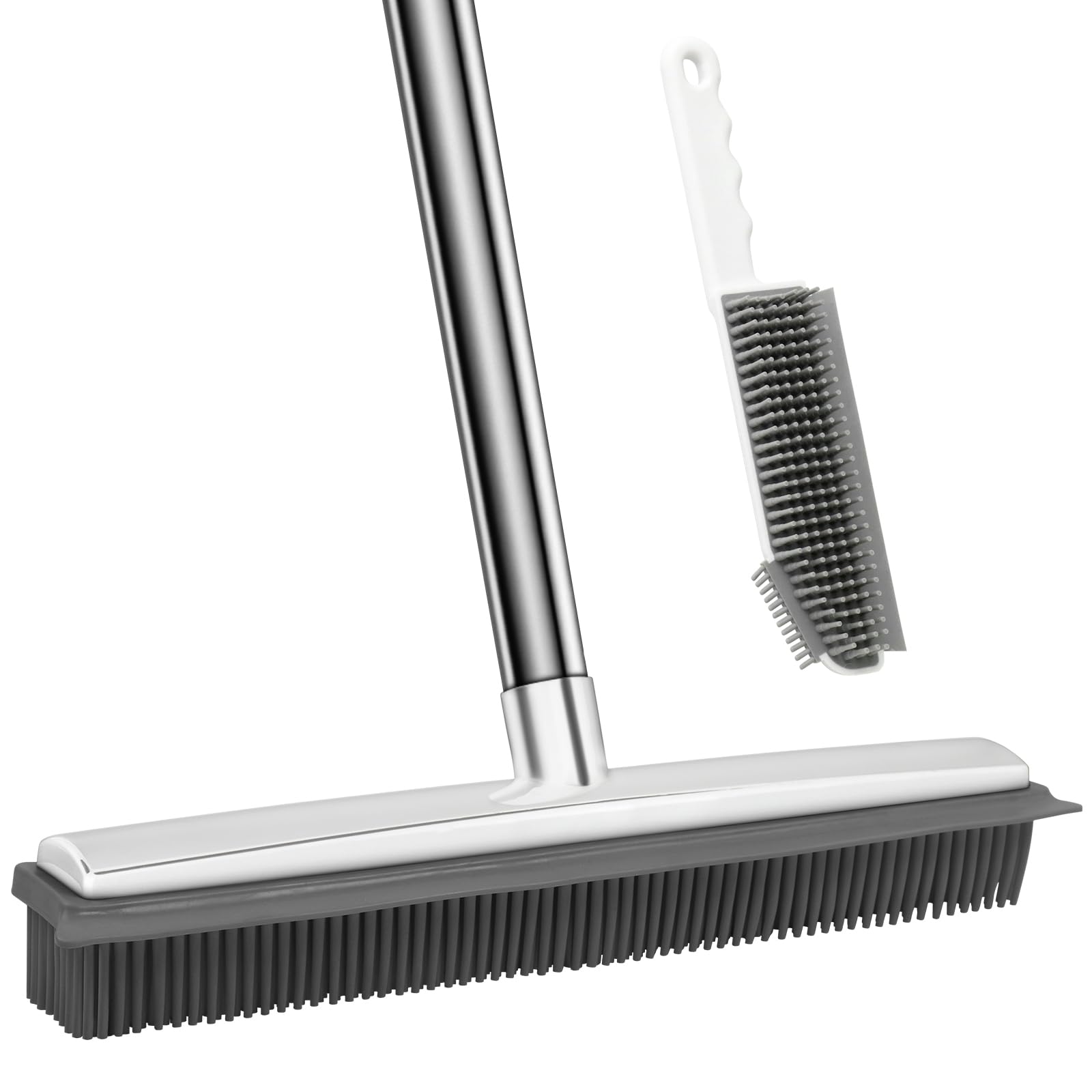 Loonpon Rubber Broom for Pet Hair Remover,63 inch Pet Hair Removal Broom with Squeegee,Rubber Fur Remover Brush for Fluff Carpet Hardwood Floor Tile Window