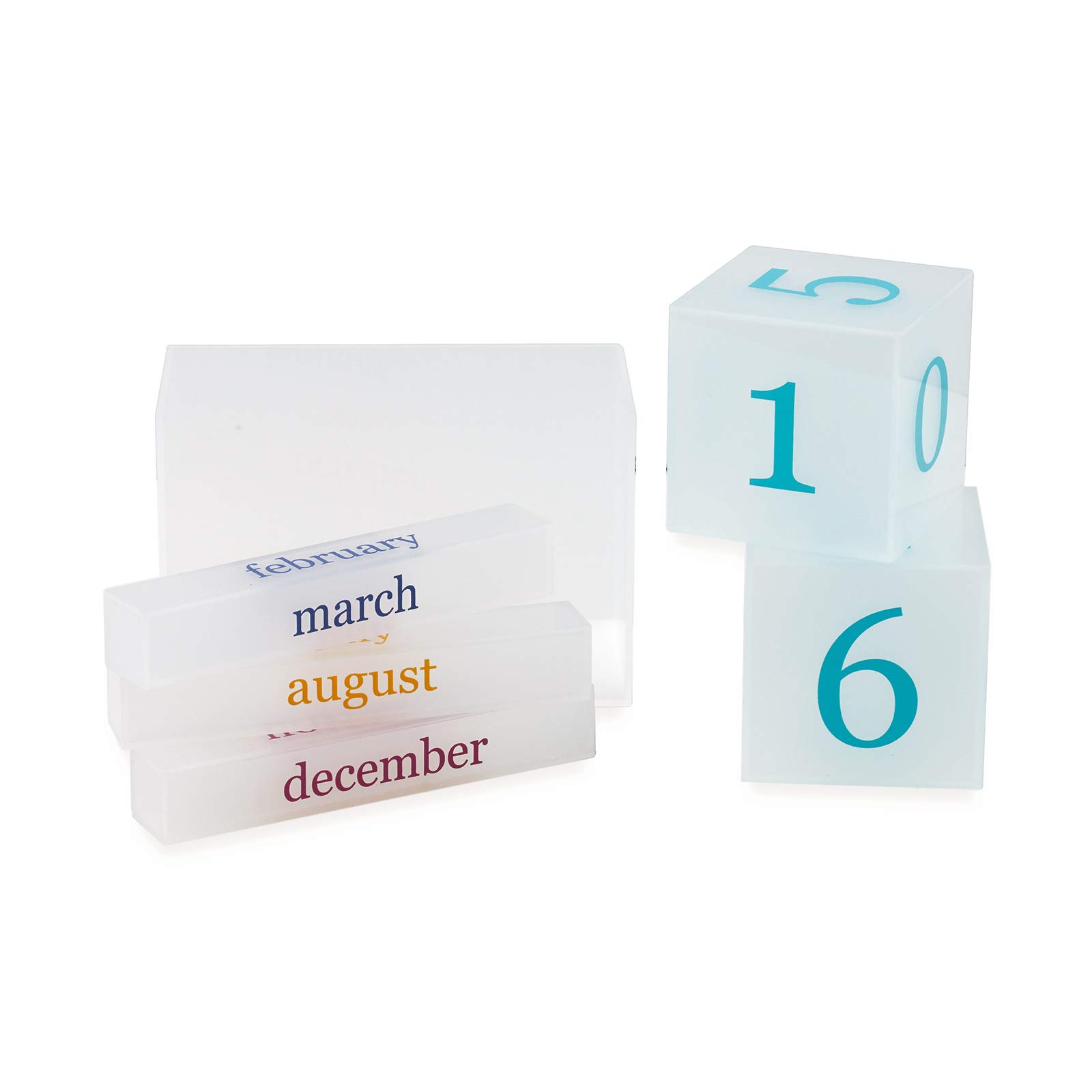 Erin Condren Designer Desk Accessories - Acrylic Perpetual Calendar Daily Calendar Desk Accessory Featuring 3 month Blocks and 2 Date Blocks with large Type