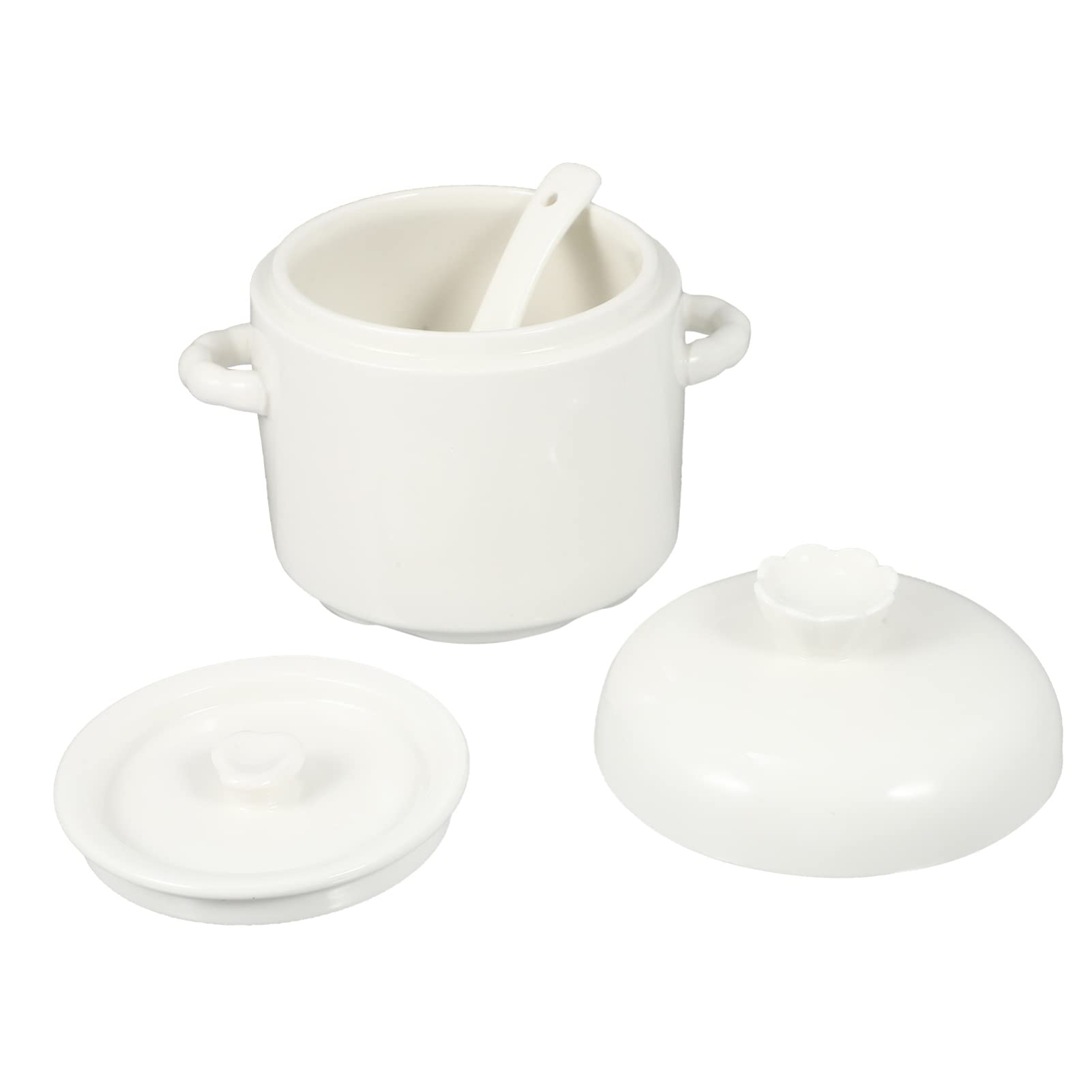 Hemoton Large Soup Mugs Ceramic Soup Bowl with Lid 460ml Onion Soup Crock Chili Bowls Soup Dish Stewing Pot Custard Bowl Cup with Handles and Lid For Soups Stews Cereal White Ceramic Soup Bowl
