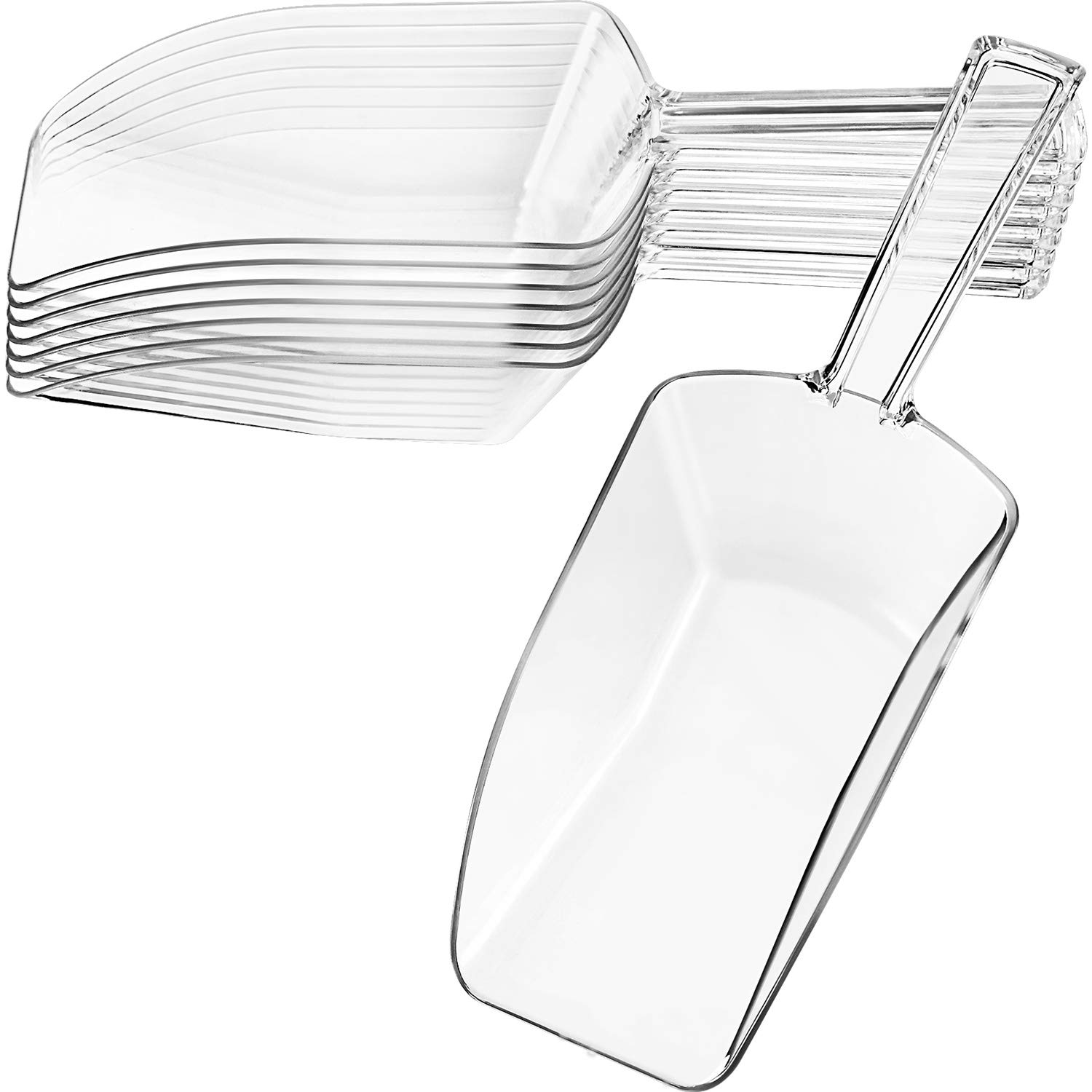 Shappy 4 Pieces Ice Scoop Multi-Purpose Kitchen Scoops Bath Scoops, Clear Food Popcorn Snack Candy Sugar Scoop for Kitchen Bar Party Wedding (7.8 Inch Long)(8 Pcs)