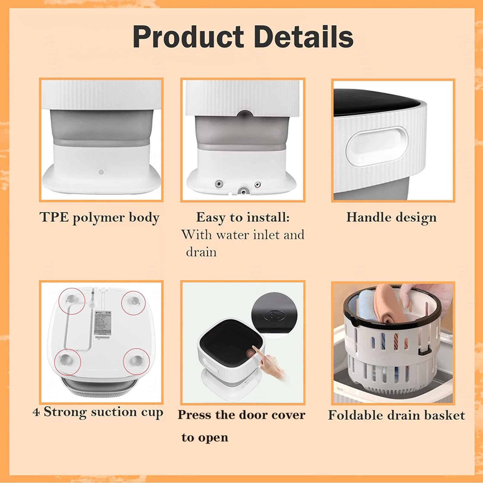 DIGBYS Mini Folding Washing Machine, Mini Washer Foldable 9L with 60w High Power, 350RPM, Clothes Washing Machines for Apartment,Laundry,Camping,Travel
