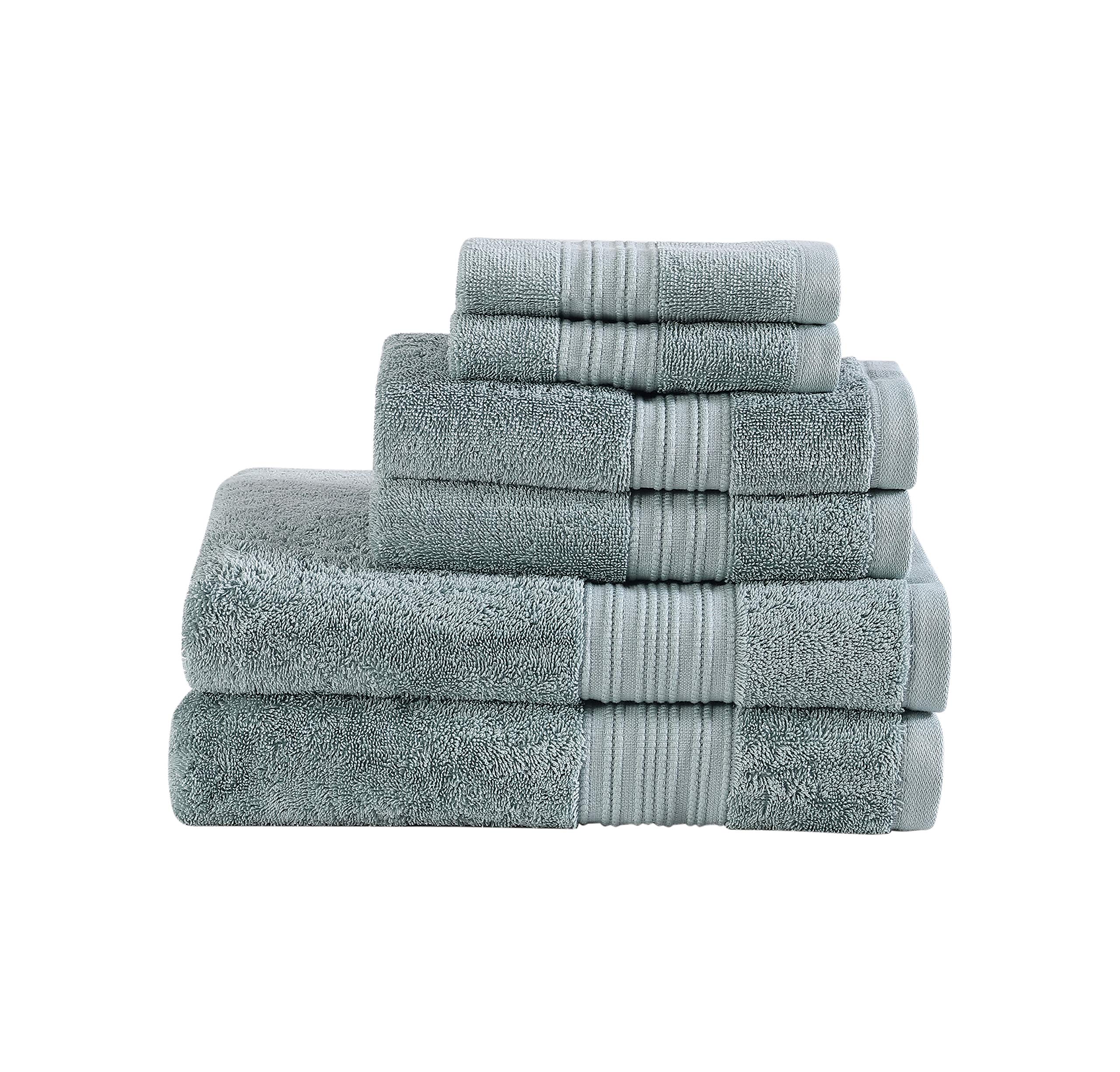 Eddie Bauer Home | Denali Collection | 6pc Towel Set-100% Terry Cotton, Ultra Soft & Absorbant, Fade-Resistant, Oeko-Tex Certified, 6 Piece, Green