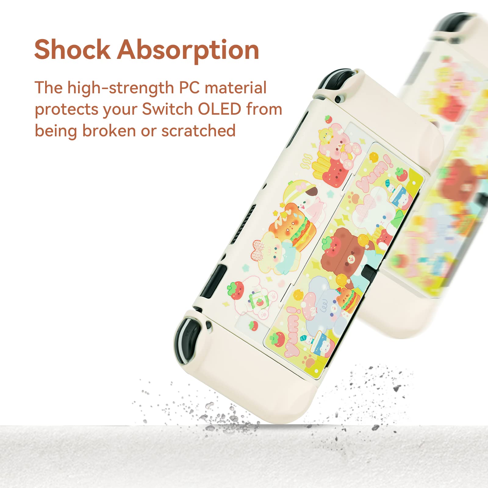 GeekShare Protective Case Slim Cover Case Compatible with Nintendo Switch OLED and Joy-Con - Shock-Absorption and Anti-Scratch - Greedy Bear