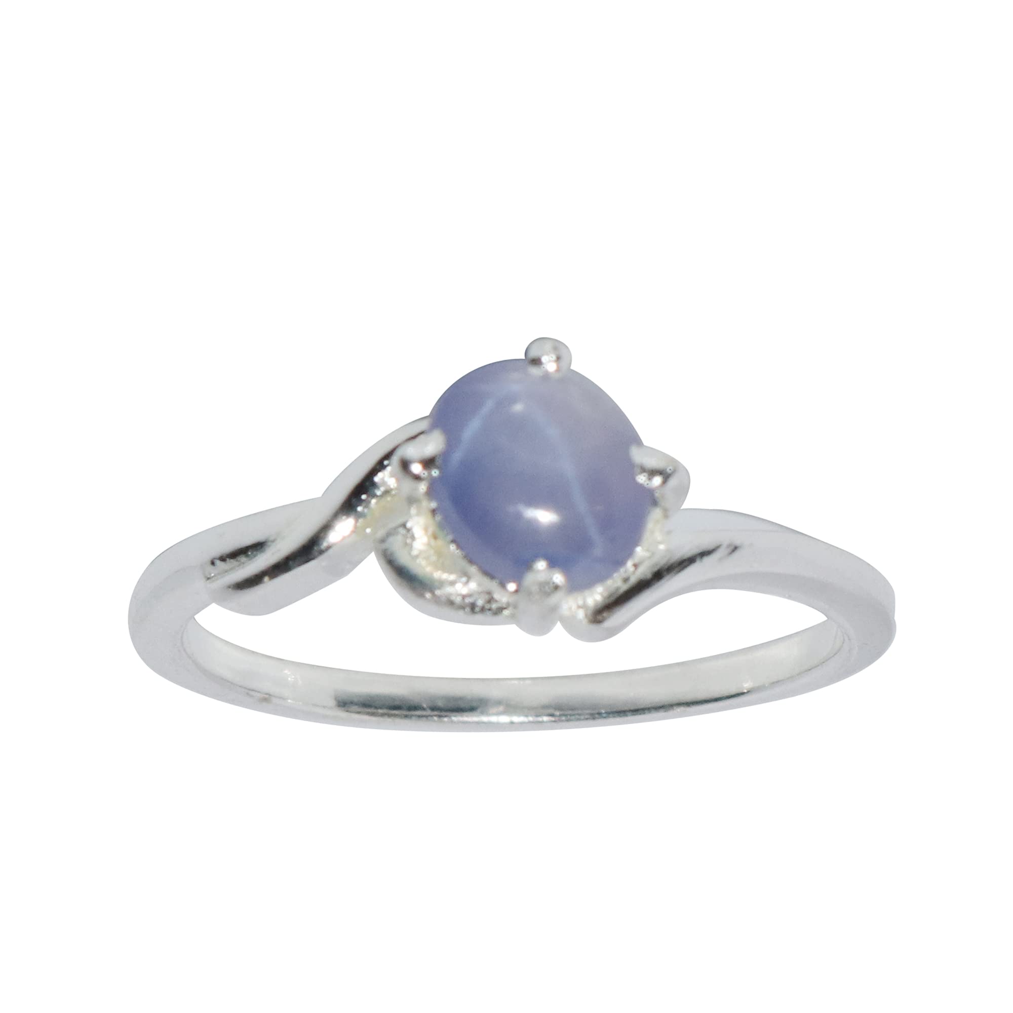 GEMHUB Natural Blue Star Sapphire Sterling Silver Ring Loose Gemstone Ring
