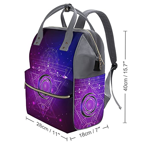Geometric Pattern Diaper Bag Backpack Large Capacity Mommy Bags Multifunction Nappy Bag Travel Back Pack Gray-Style