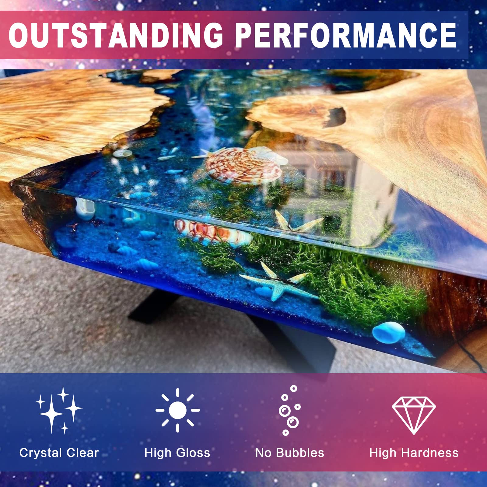 Epoxy Resin, 16OZ Crystal Clear Epoxy Resin Kit, Casting Resin for Art Crafts, Jewelry & Resin Mold, Countertop, Table Top, Wood, No Yellowing & Bubble Free, Easy Mix 1:1 Ratio