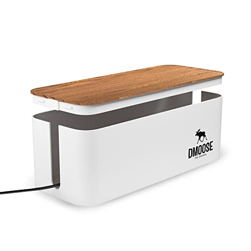 DMoose Large Cable Management Box - Cord Organizer Box to Hide Power Strips - Cable Organizer Box for Surge Protector - Safe ABS Material - 15.7" (L) x 6.1" (W) 5.3" (H) - XL (Flat Top)