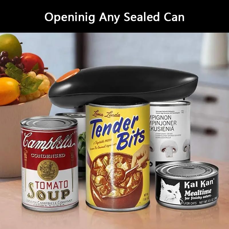 Electric Can Opener,Hands Free Automatic Can Opener Fits Almost All Cans Kitchen Food Safe No Sharp Edges Kitchen Gadgets for Seniors with Arthritis (Black)
