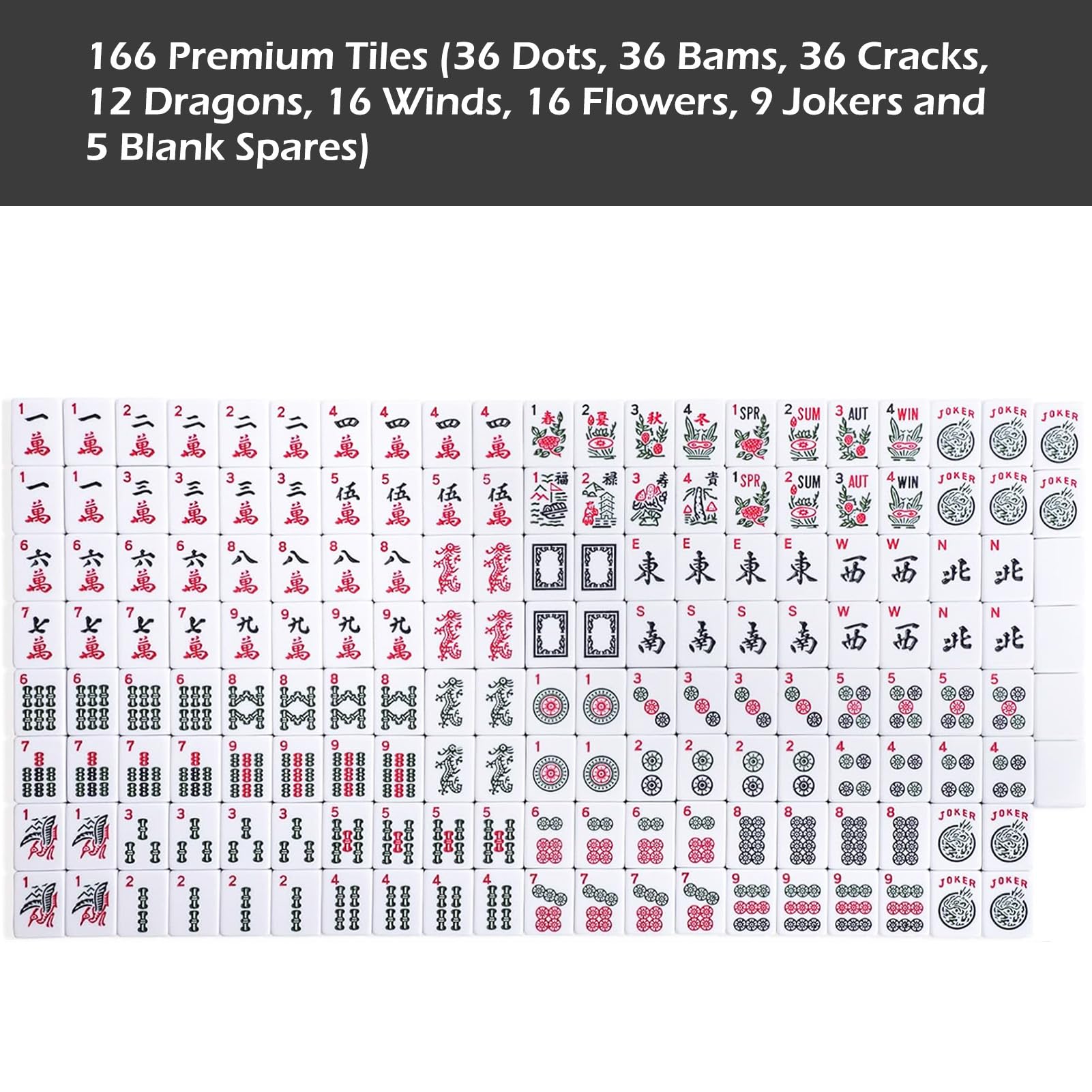 GUSTARIA American Mahjong Game Set, 166 Premium White Tiles, 4 All-in-One Color Rack/Pushers, Complete Mahongg Tile Set Blue Printed Carrying Bag