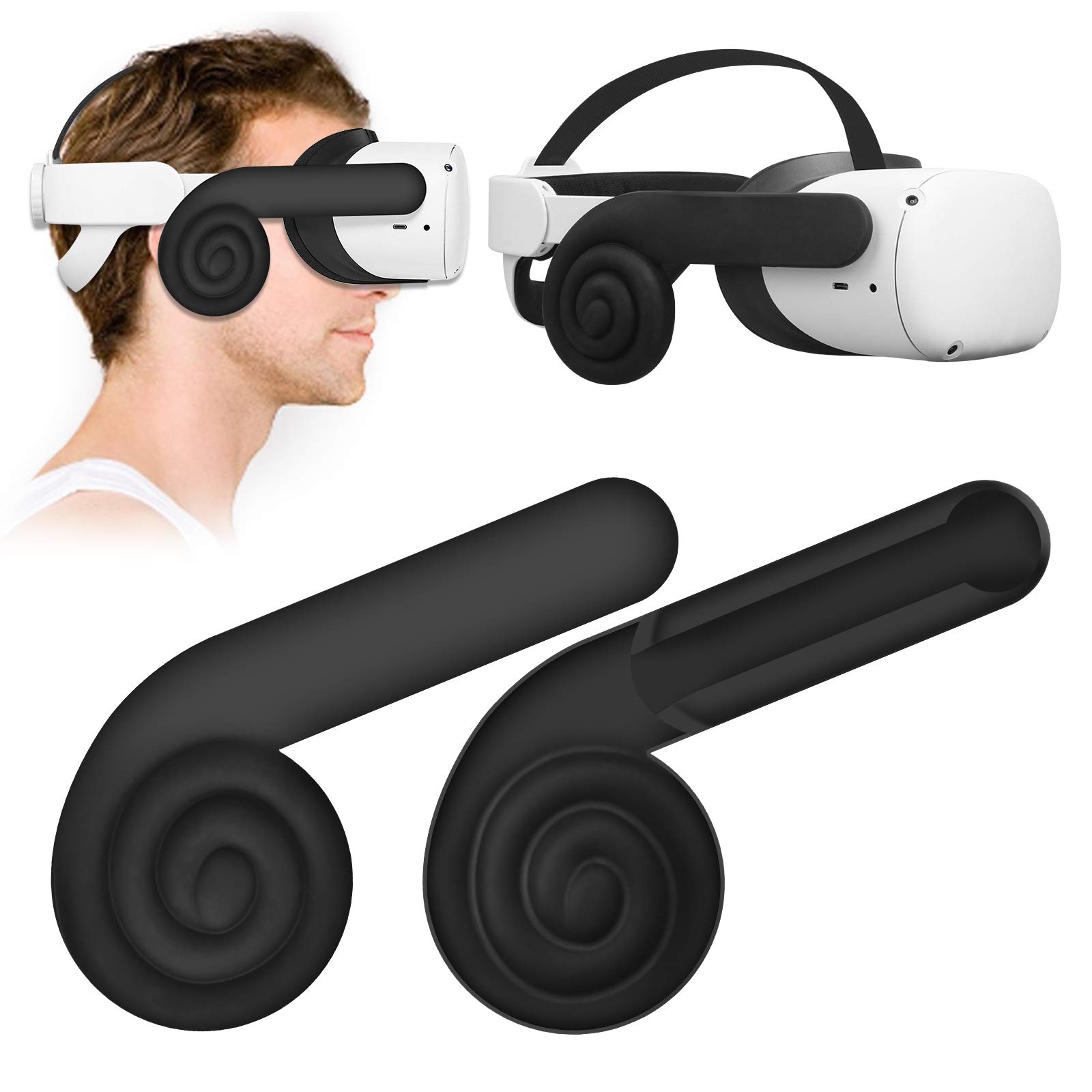Esimen Silicone Ear Muffs for Oculus Quest 2 VR Headset, Headphone Sound Collector for Oculus Quest 2 Whirlpool Noise Reduction,A Enhancing Sound Solution (Black)