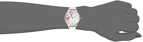 Timex Women's Crystal Bloom 36mm Watch β White Floral Crystal Accent Dial Silver-Tone Case with White Leather Strap