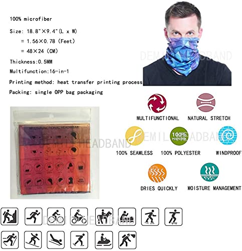 DEMIL 6PCS Seamless Headbands for men & women Balaclava Headwear Head Wrap Scarf (6PCS-U Camouflage1B)