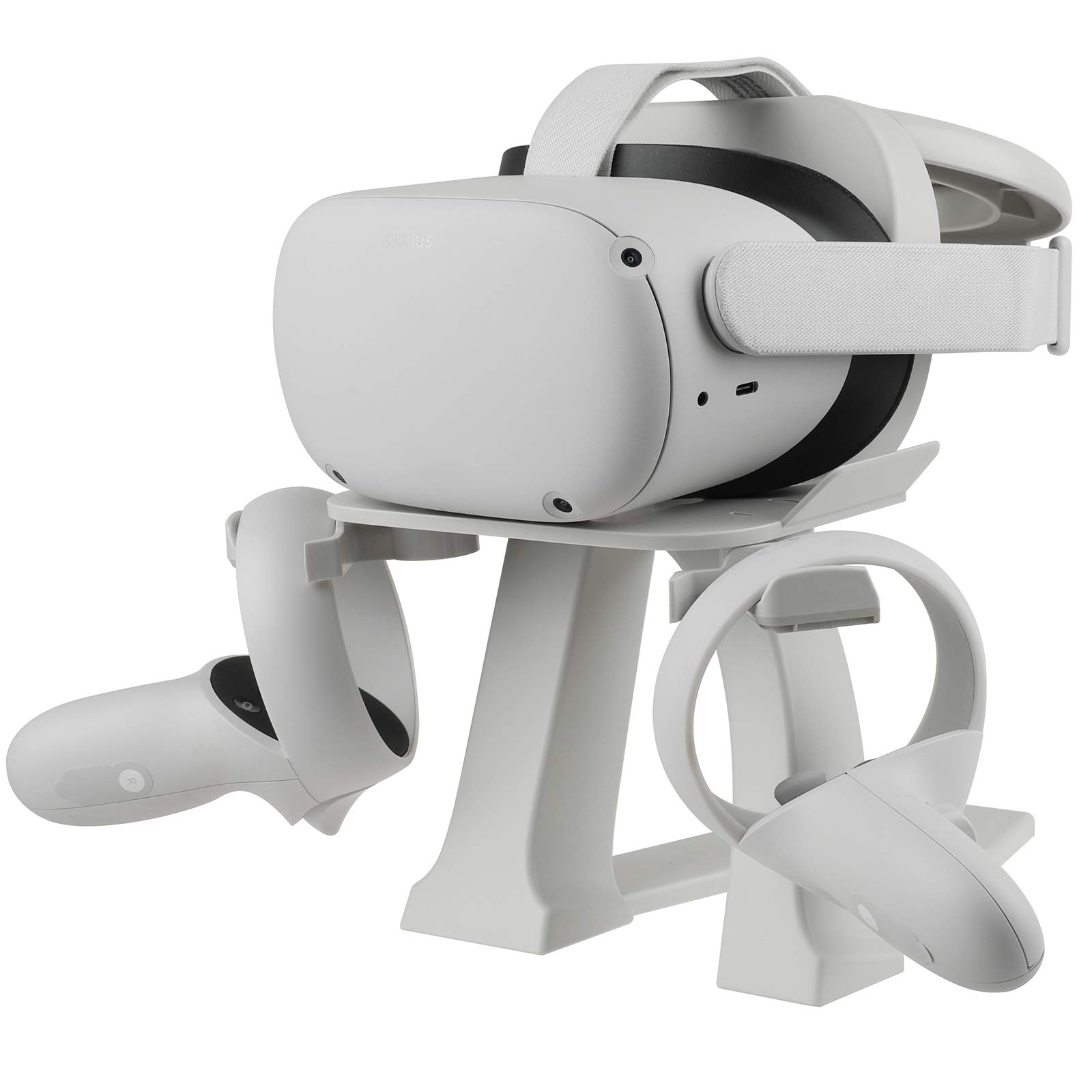 Esimen VR Headset Stand and Controller Holder for Oculus Quest 2/Rift S/HTC Vive/Vive Pro/Elite/Valve Index/HP Reverb G2, Controller Holder for Oculus Touch/Valve Knuckles/Vive (White)