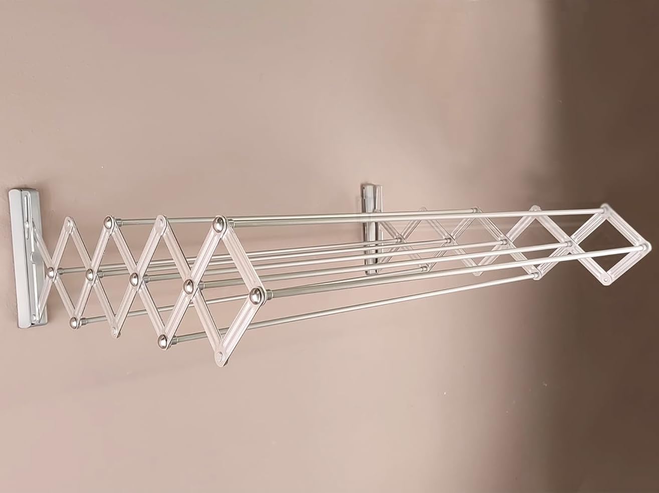 TOTES BABIES - Space Saver Pro Wall-Mounted Aluminum Clothes Drying Rack - Expandable, Rustproof, 31.5" Wide Accordion Laundry Rack for Indoor/Outdoor Use (Aluminum)